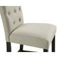 Set of 2 Counter Height Stools with Tufted Back and Espresso Legs, Tan ...