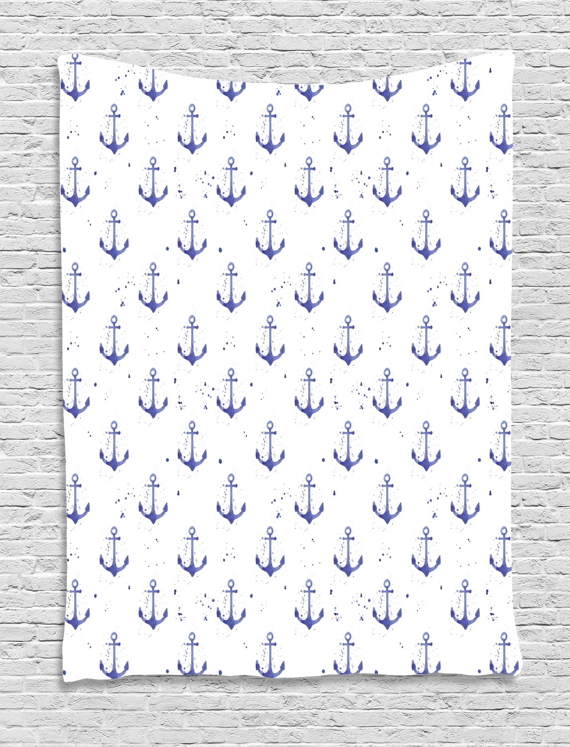 Anchor Tapestry, Aquarelle Anchor Motifs with Paint Splashes Nautical ...