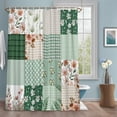 Bohemian Flower Patchwork Shower Curtain Set with Hooks, Spring Vintage ...