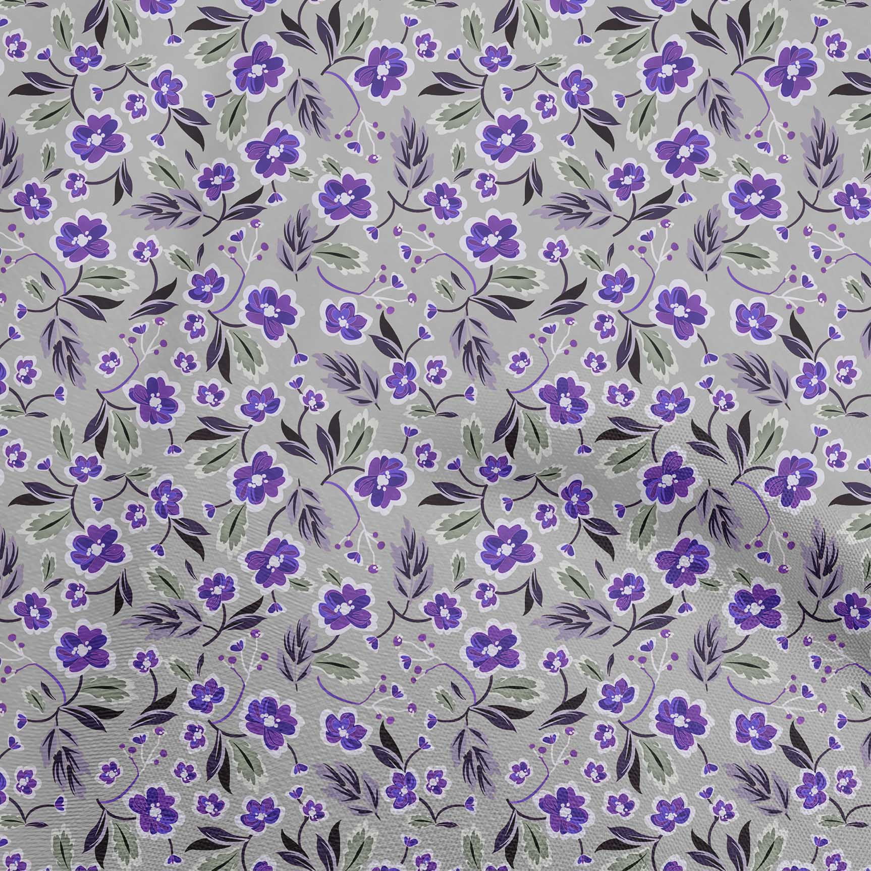 oneOone Cotton Silk Purple Fabric Floral Sewing Material Print Fabric ...