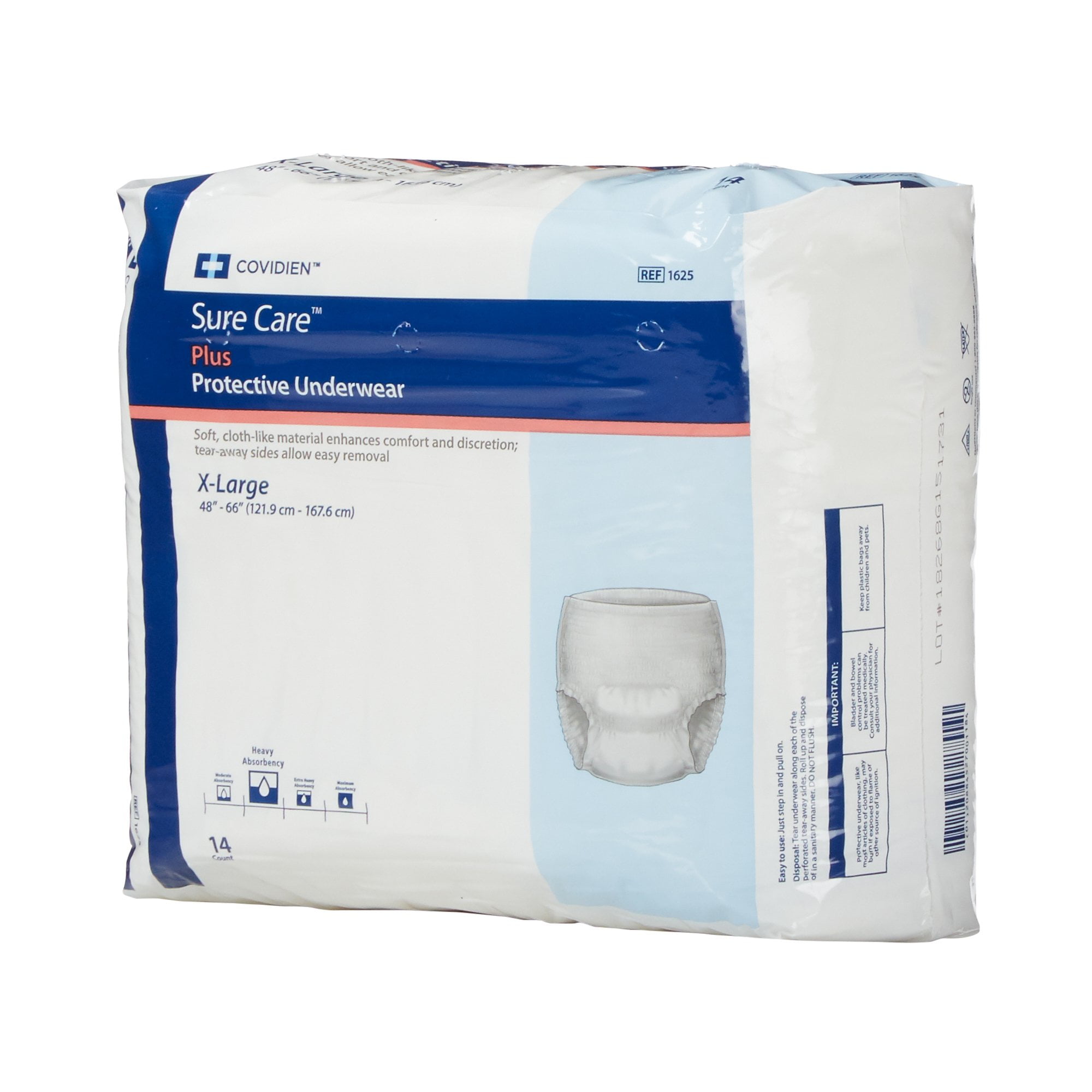 Cardinal Adult Absorbent Underwear Sure Care Pull On X-Large Disposable ...
