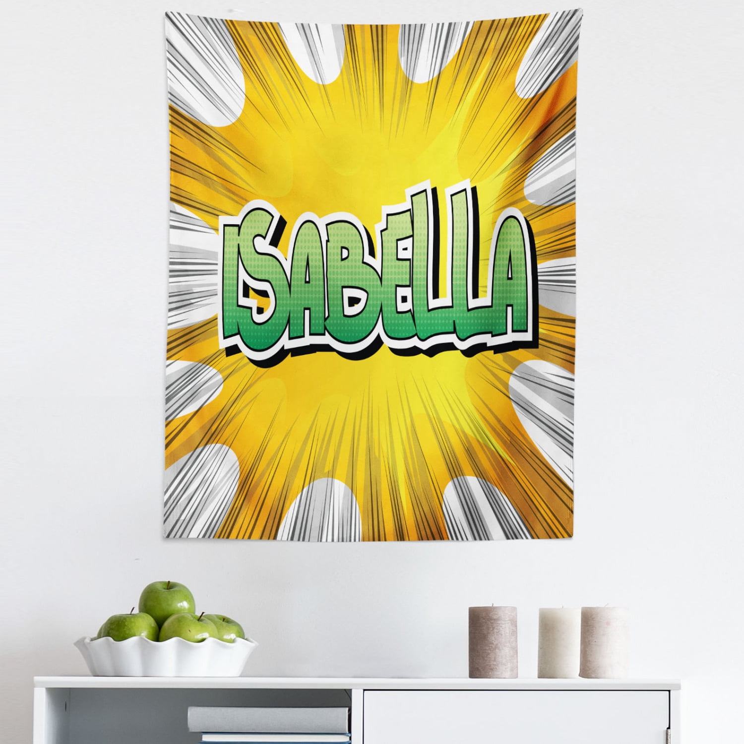 Isabella Tapestry, American Birth Name on Retro Style Fun Cartoon ...