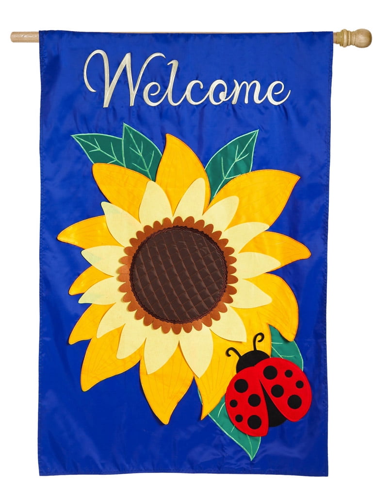 Evergreen Sunflower Estate Sized Applique Flag, 36 x 54 inches ...