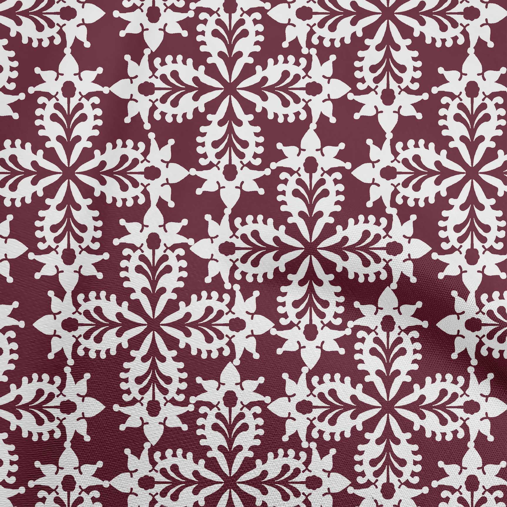 oneOone Cotton Poplin Maroon Fabric Asian Ornamental Dress Material ...