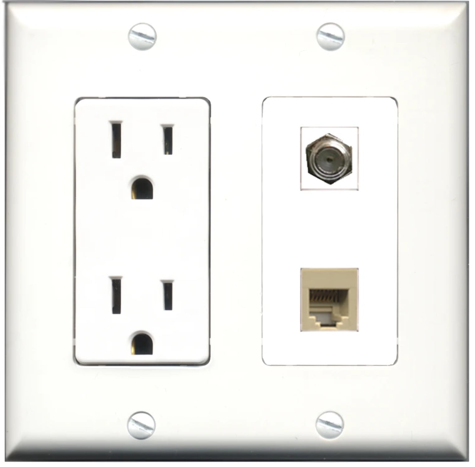 Ultra Spec Cables 15 Amp Power Outlet 1 Port Coax 1 Port Phone RJ11 ...