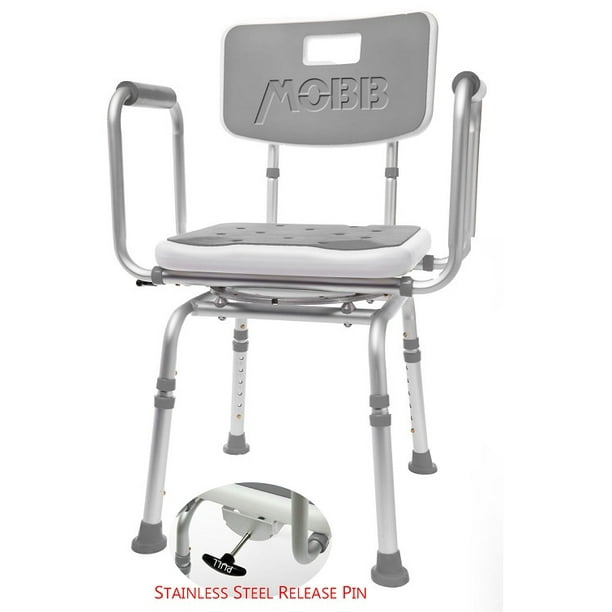 Mobb Premium Bathroom Swivel Shower Chair Bath Bench With Back 360