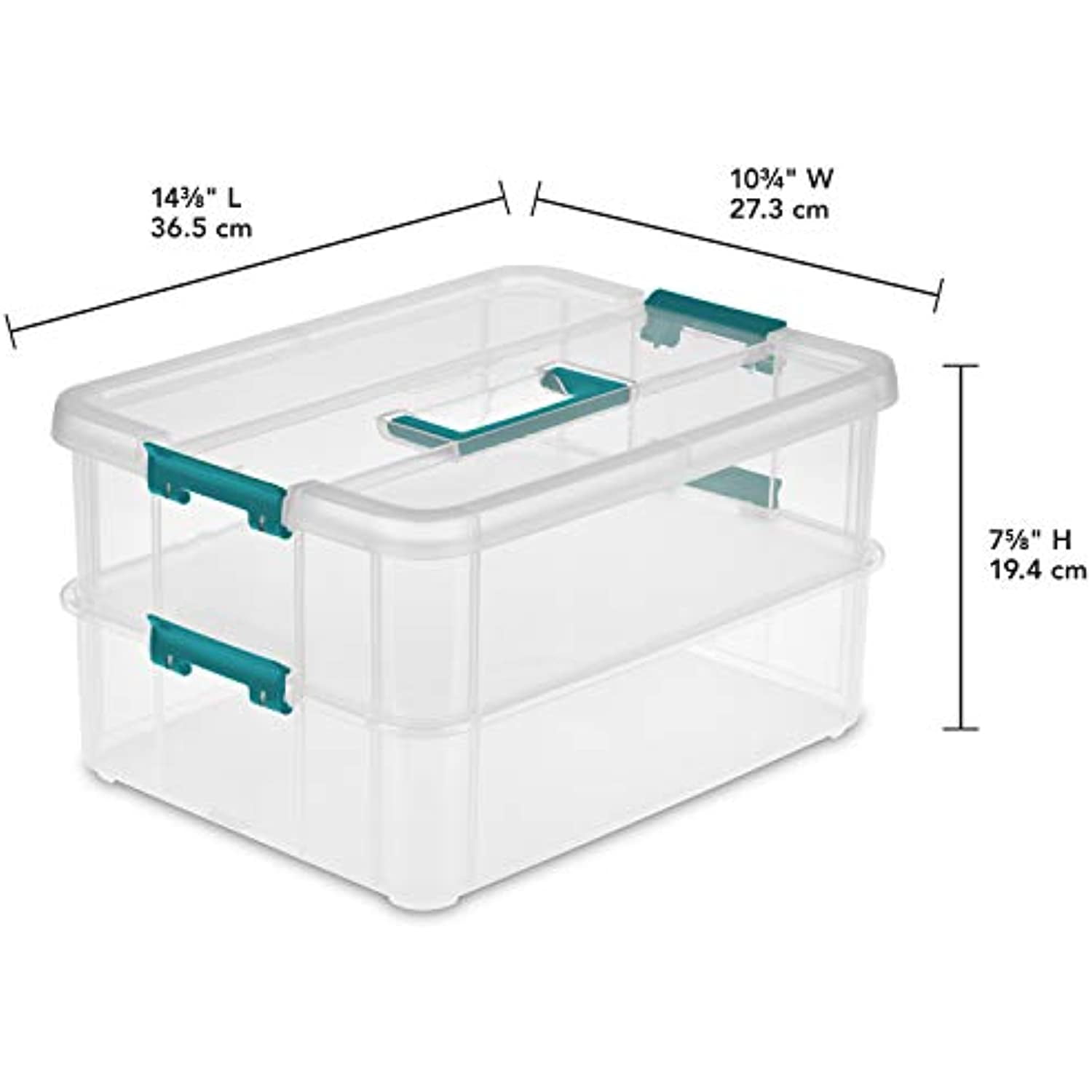 Buy sterilite 1427clr stack & carry - 2 layer box, clear lid & blue ...