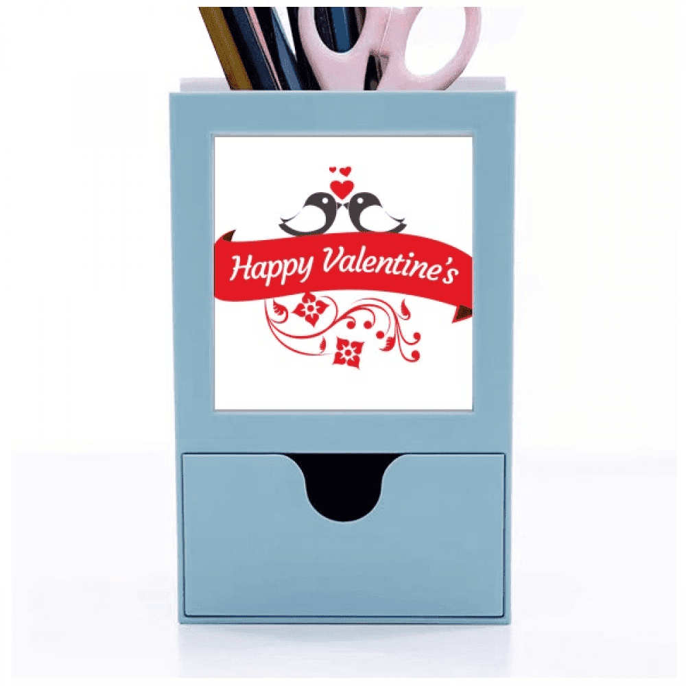 Love Birds Happy Valentine's Day Desk Supplies Organizer Pen Holder ...
