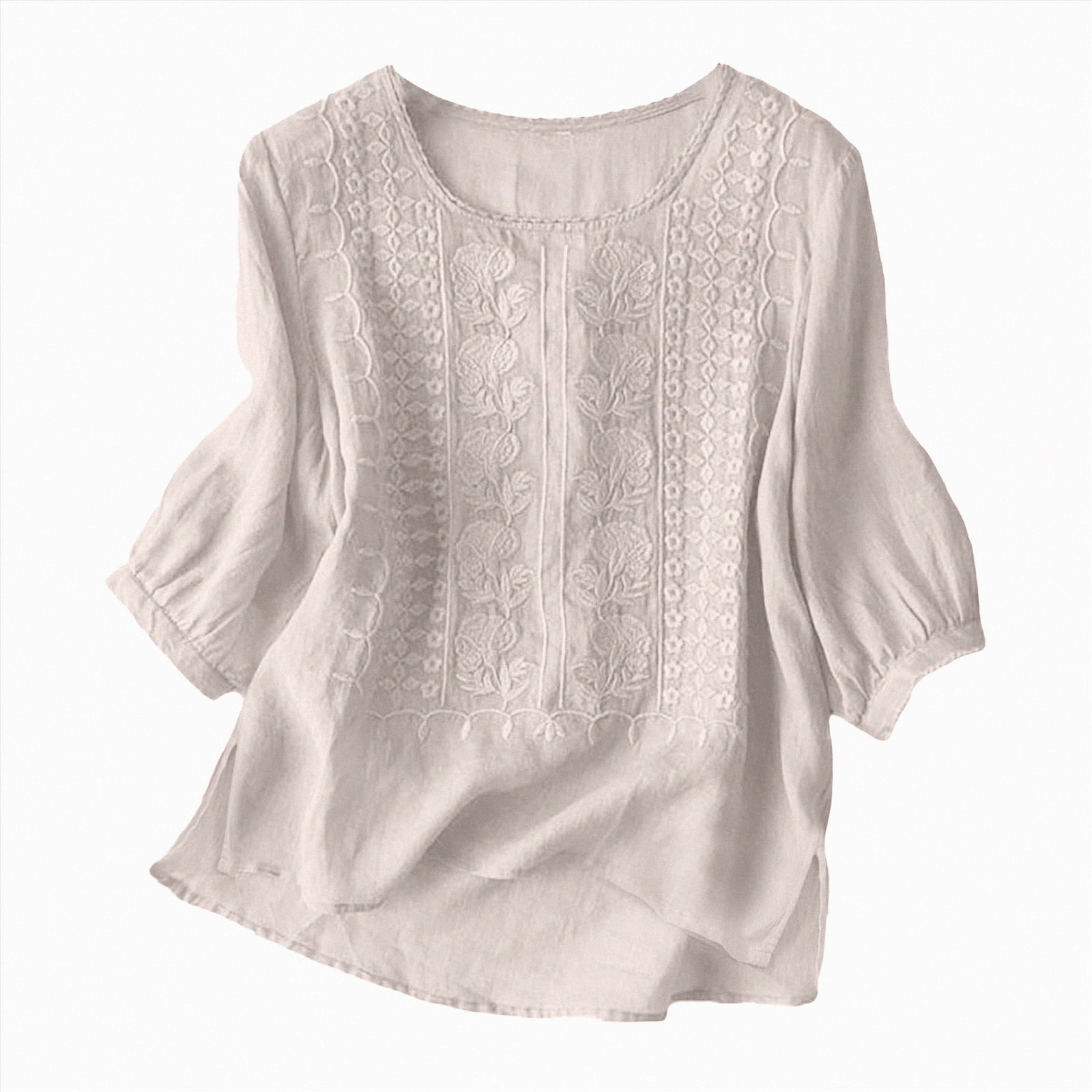 WUANDIXFA Plus Size Sweatshirts for Women Linen Shirts for Women Retro ...