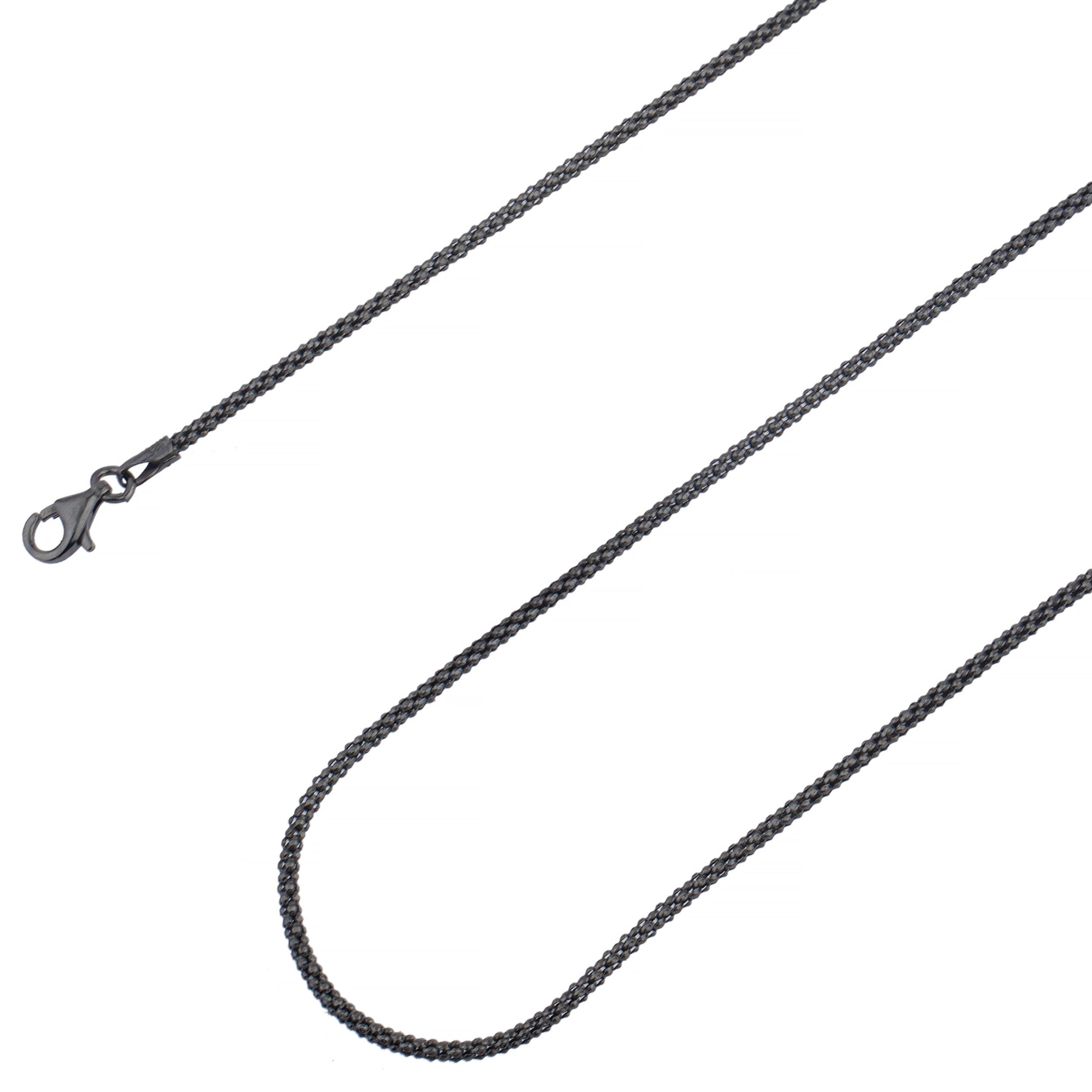925 Sterling Silver, Popcorn Coreana Black Rhodium Chain 1.8mm Necklace ...
