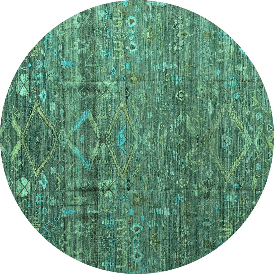 Ahgly Company Indoor Round Abstract Turquoise Blue Modern Area Rugs, 4 ...