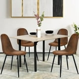 SUDICA Brown Faux Antler Suede Dining Chairs Set of 6 with Black Metal ...