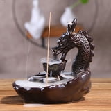 YIENENG Ceramic Dragon Incense Burner Set with Backflow Cones ...