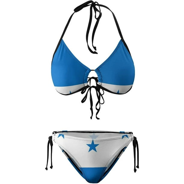 Flag Of Honduras Womens Two Piece Halter Top With Tie Side Triangle