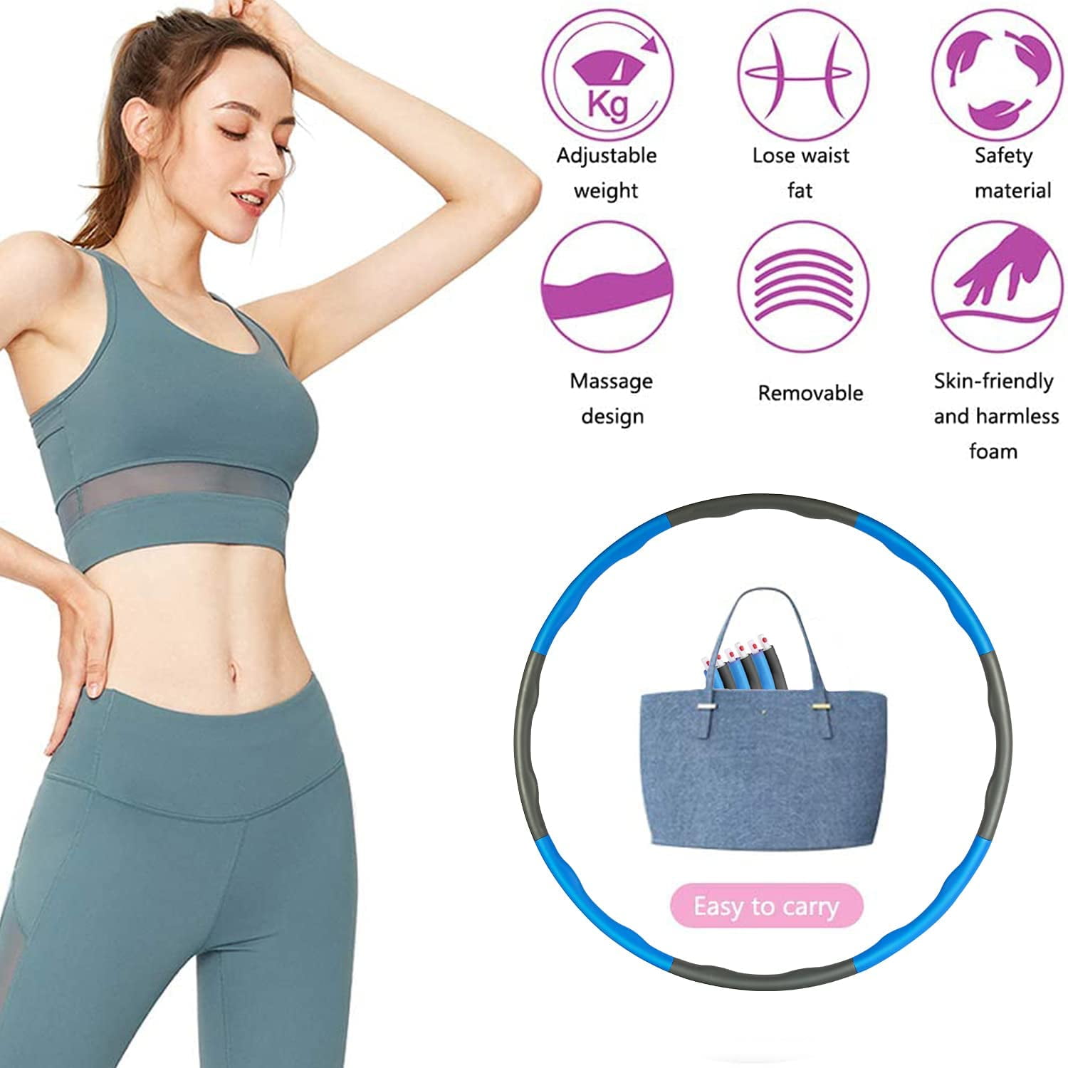 Buy Weighted Exercise Hoop for Adults Exercise Weighted 8 Sections ...