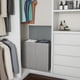 Lavish Home Two-Sided Fabric Laundry Hamper with Lid and Handles, Gray ...