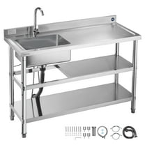 KFFKFF NSF-Certified Stainless Steel Utility Sink with 360° Rotating ...