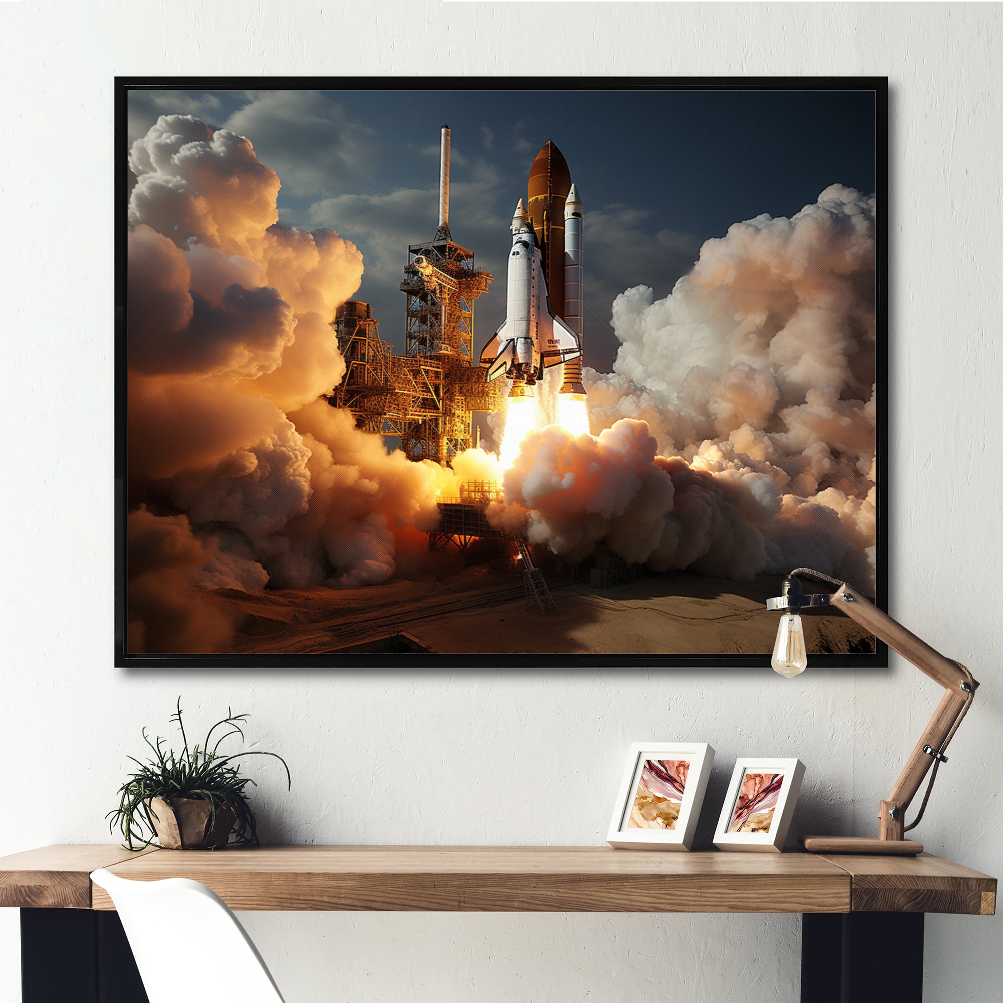 Click here for Designart Space Shuttle Framed Wall Art  Delicate... prices