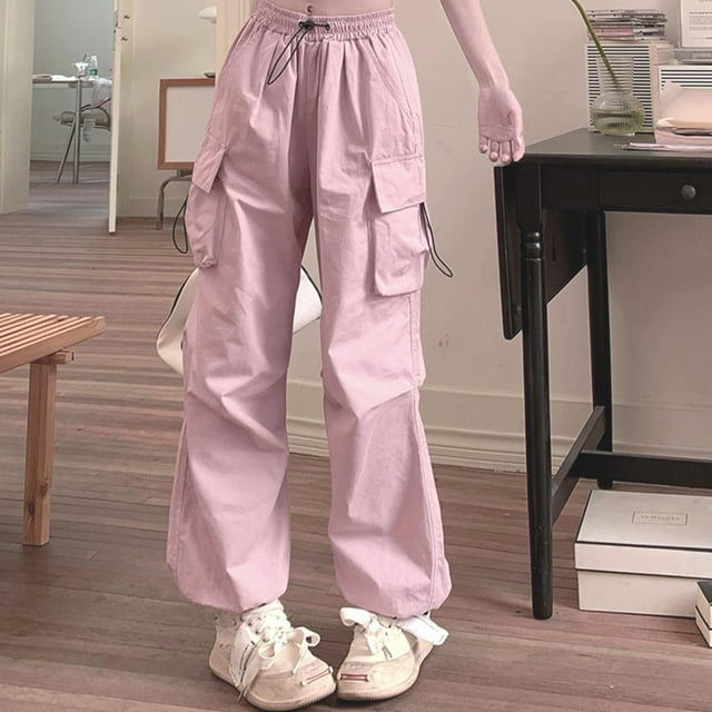 Yolai Womens Baggy Cargo Pants Streetwear Hop Joggers Sweatpants Drawstring Casual Loose Wide