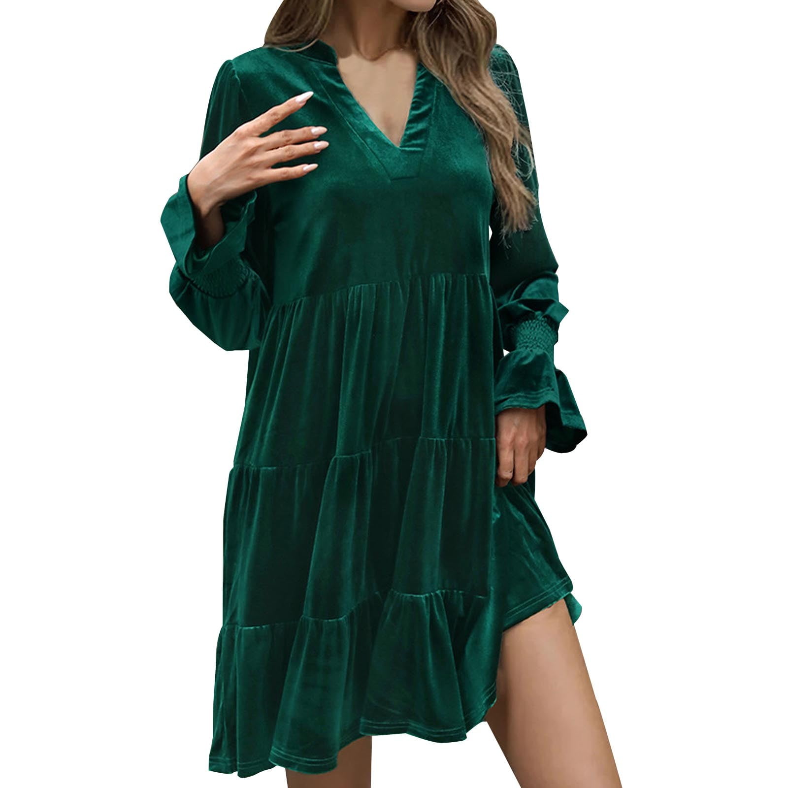 Click here for Erwazi Women鈥檚 V Neck Velvet Mini Dress Fall Long... prices