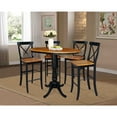 36" Round Bar Height Table with 12" Leaf and 4 X-back Stools - Black ...