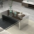Rectangle Glass Mirrored Coffee Table Silver Accent Table Modern Full ...