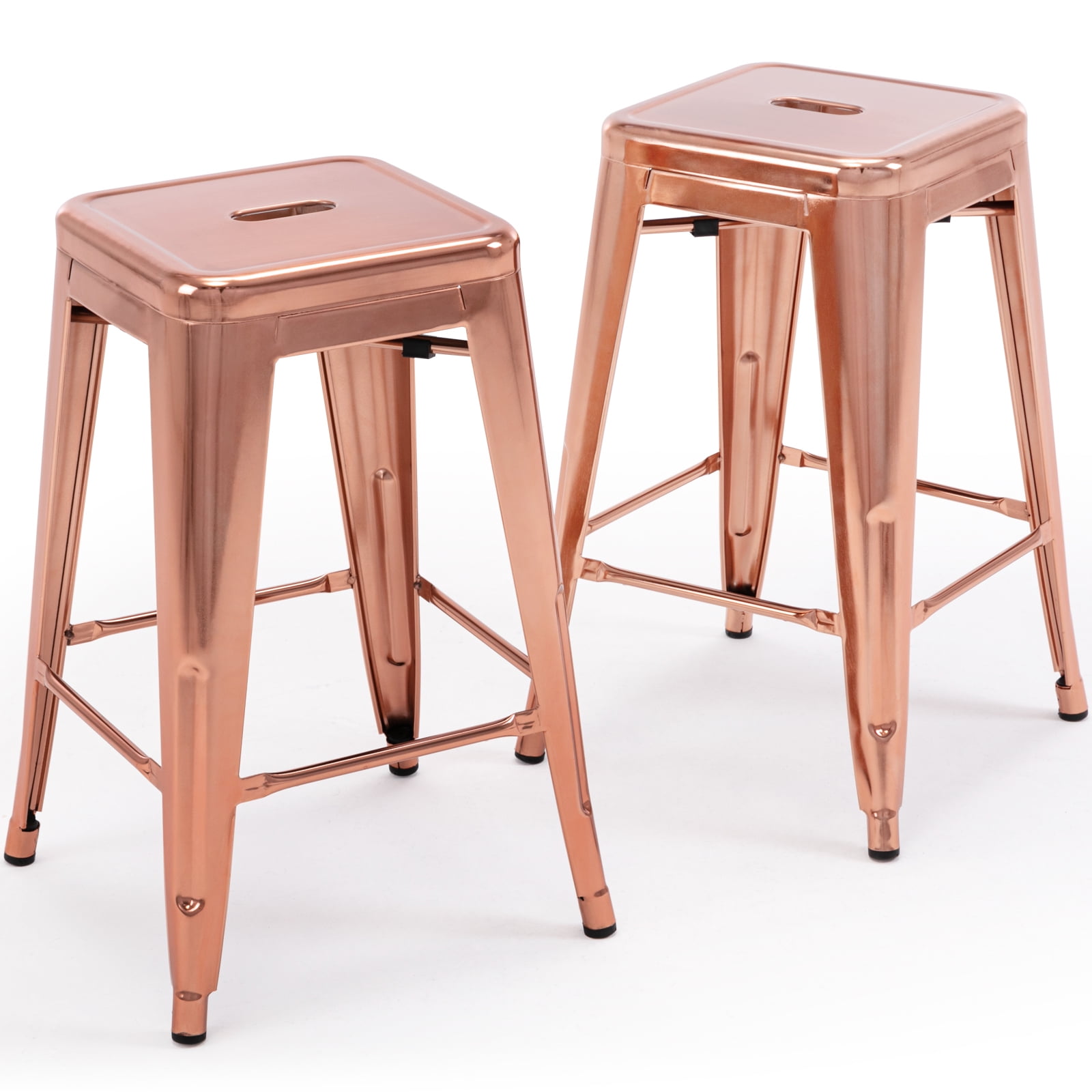Brage Living Industrial Metal Bar Stools Set of 2 Modern 24” Backless ...