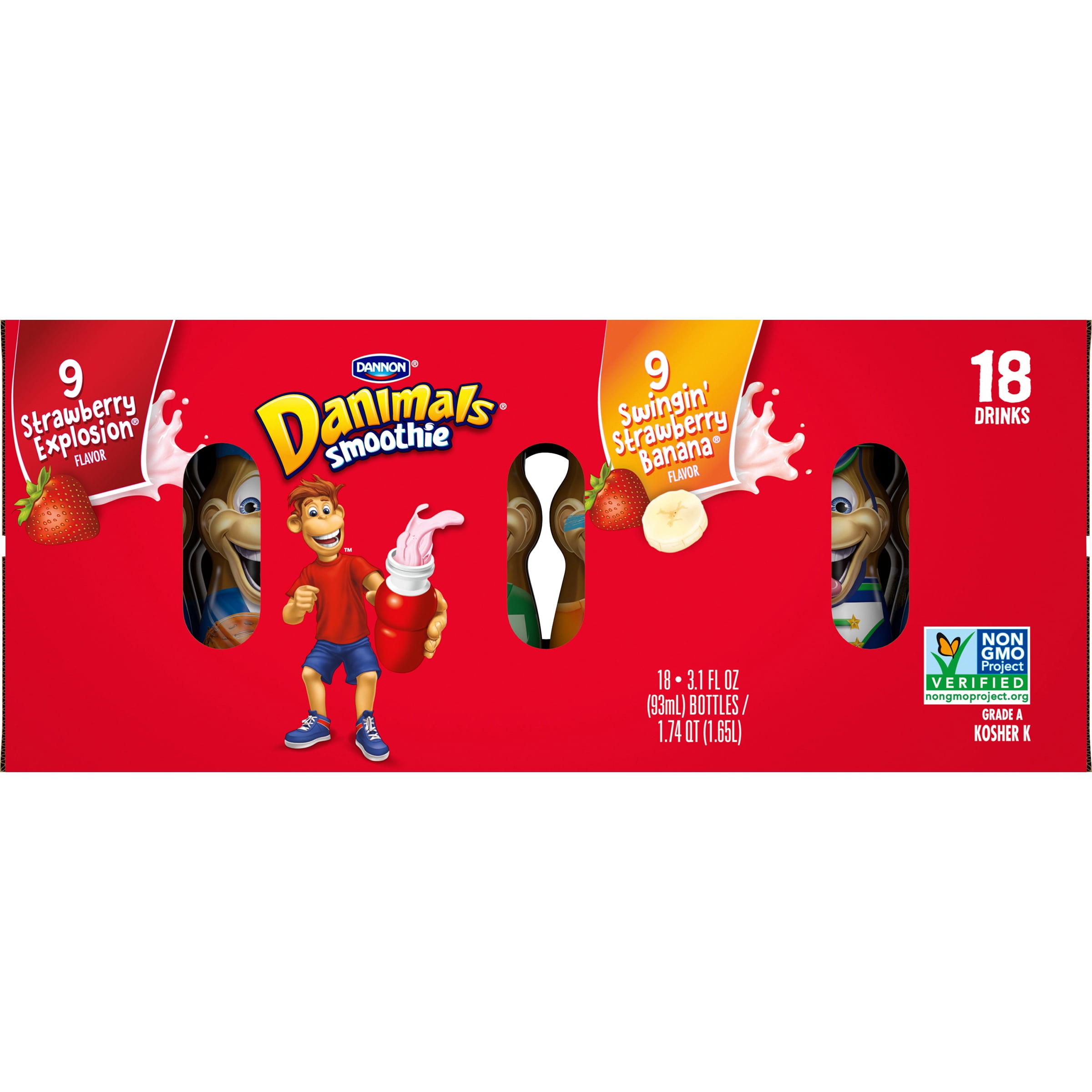 Danimals Strawberry & Strawberry Banana Kids' Smoothies - 18ct/3.1 fl ...