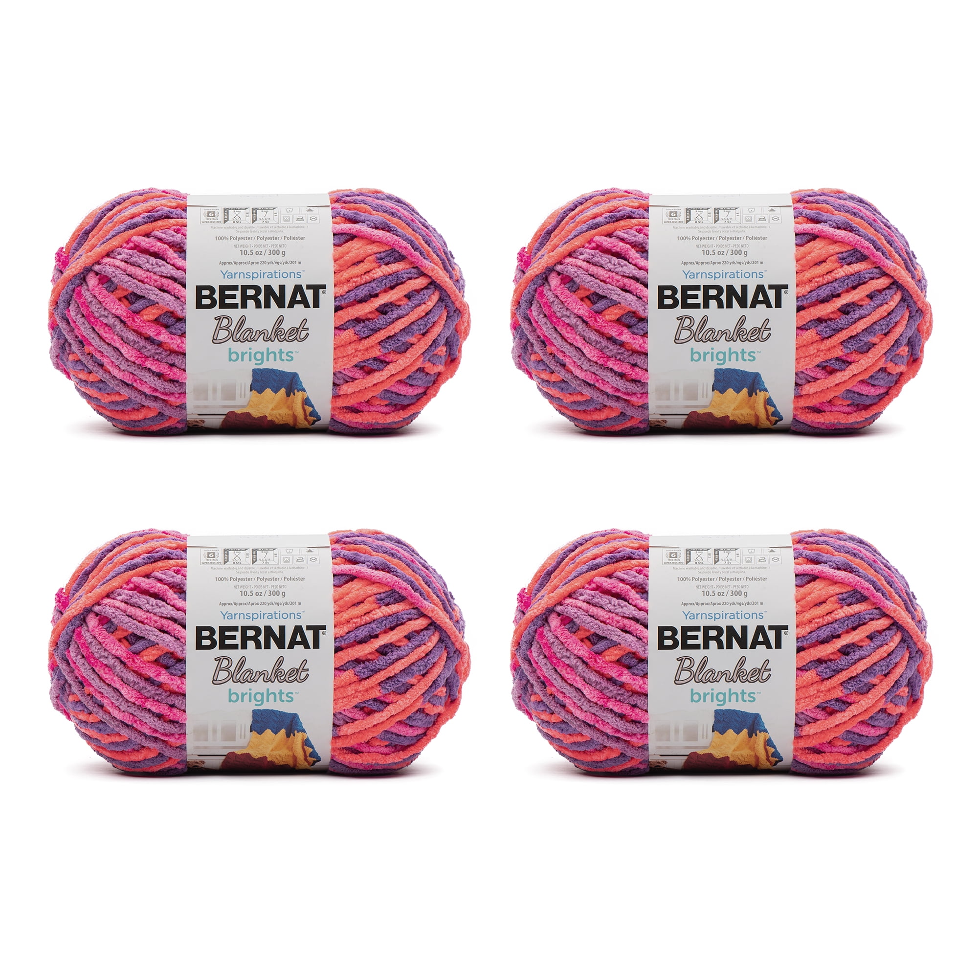 Bernat® Blanket Brights™ #6 Super Bulky Polyester Yarn, Plummy Brights ...