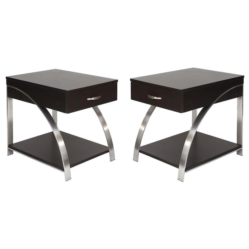Home Square Metal Lift Top End Table in Espresso Finish - Set of 2 ...