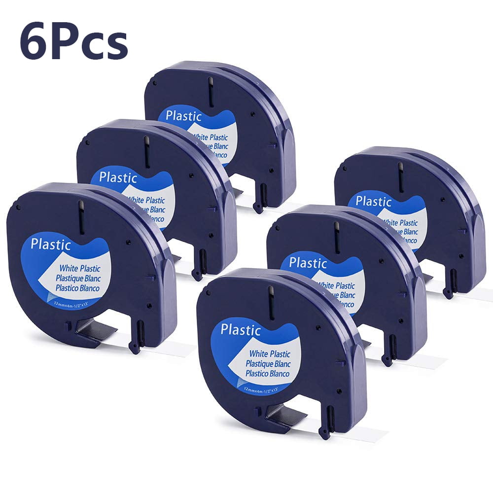 6 Pack Label Maker Tape for Dymo Letratag Refill 91201 12mm White ...