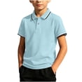 Ceisia Boys Two Tone Striped Collar Short Sleeve Basic Kids Polo Top ...