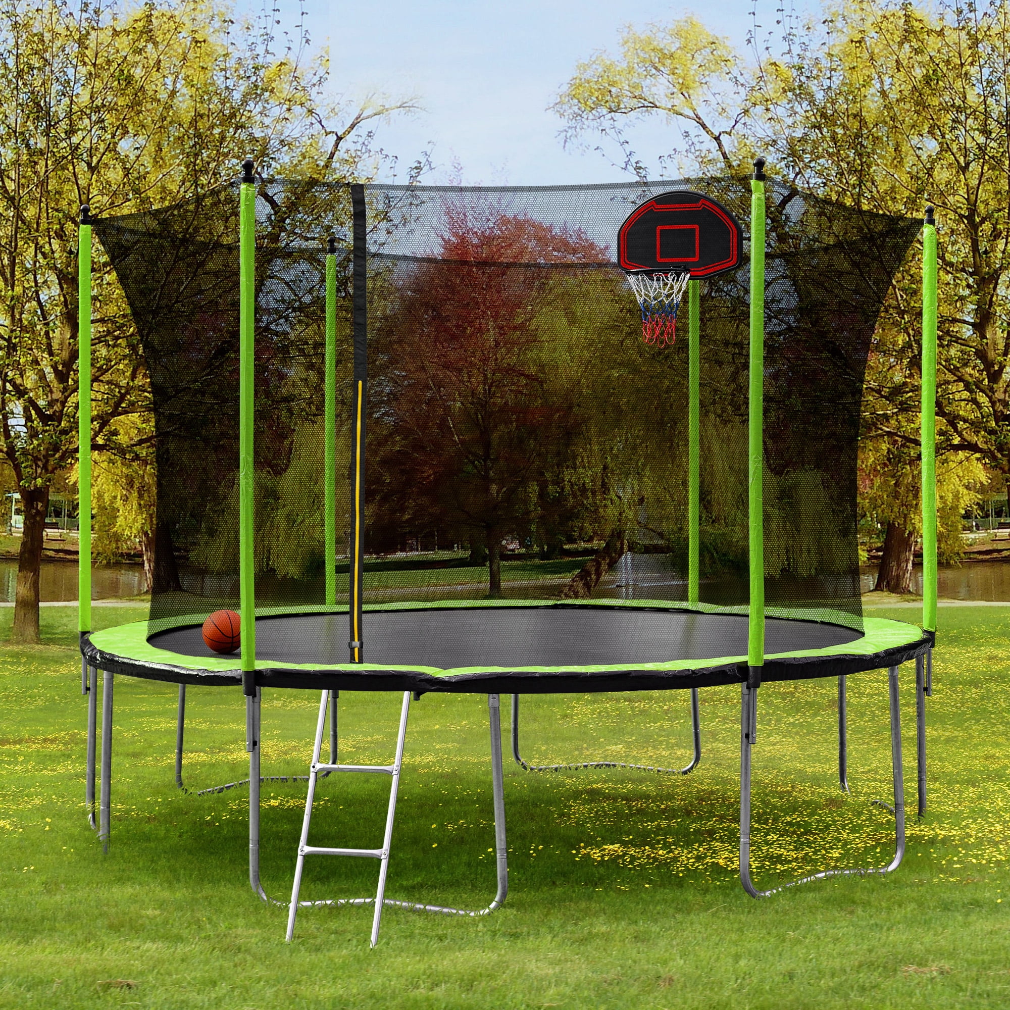 10/12/14/15ft Trampoline with Safety Enclosure Net for Kids and Adults ...