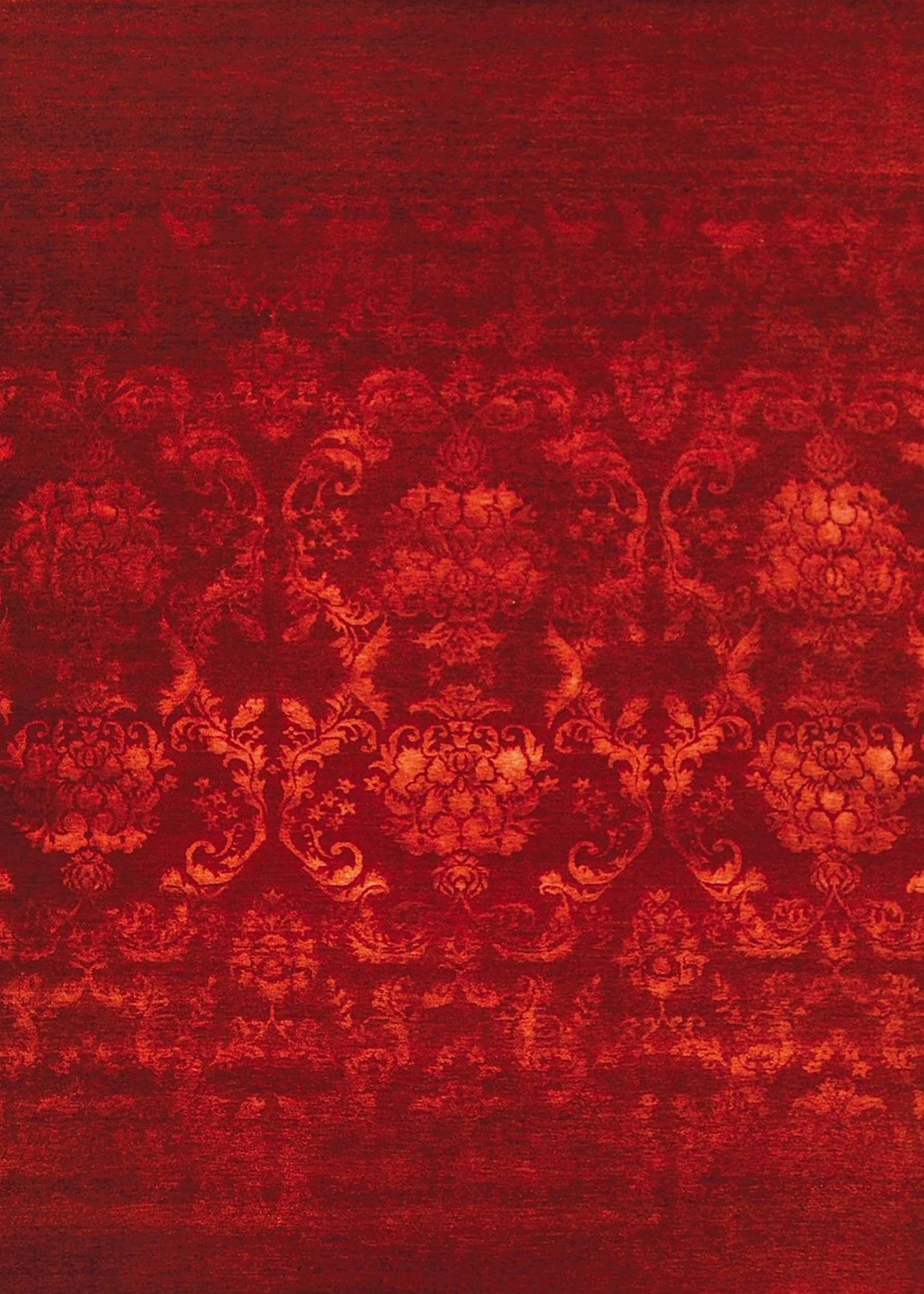 Ahgly Company Indoor Rectangle Mid-Century Modern Red Oriental Area ...