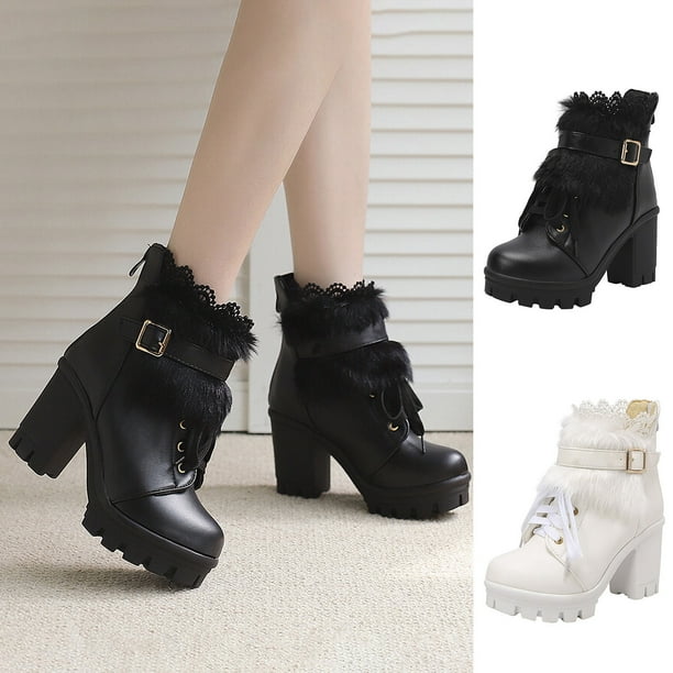 Lovskoo 2024 Platform Boots for Women Leather Wedge Shoes Lovskoo 2024 Platform Boots for Women Leather Wedge Shoes