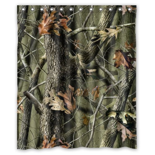 Hellodecor Camouflage Camo Trees Shower Curtain Polyester Fabric