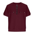 BSDJILFG Half Zip Tops for Women Texture Knit Shirt Dressy Short Sleeve ...