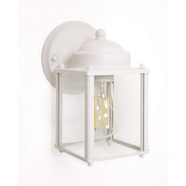 Mainstays 6" Square Outdoor Coach Light Lantern, White,Light Bulb ...