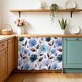 Blue Green Flower Cabinet Curtains for Kitchen 28"W x 35"L, Watercolor ...