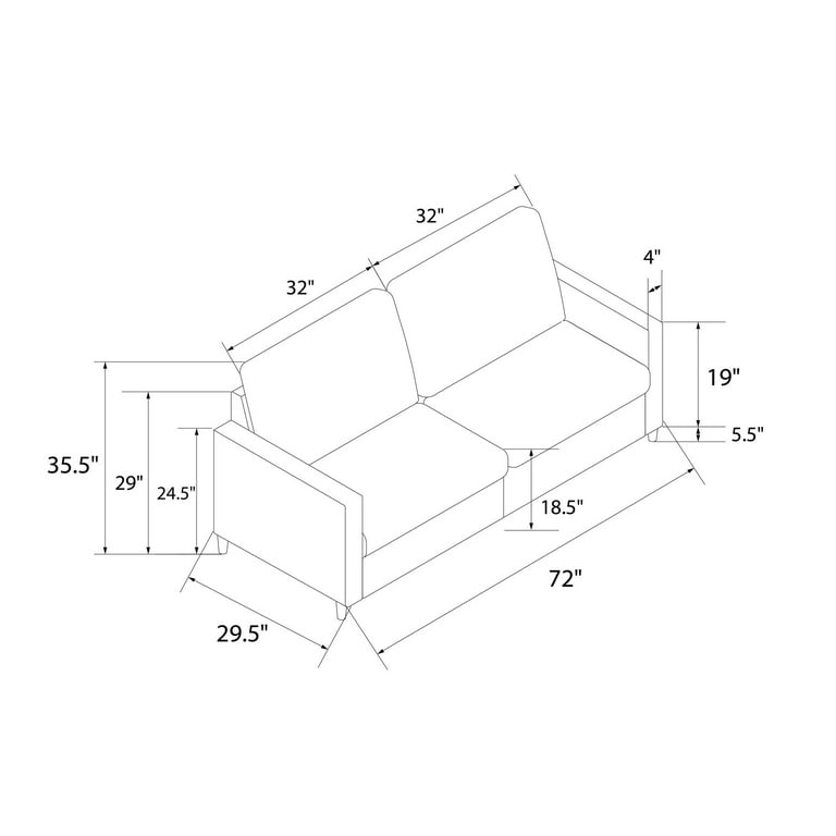 Sofa Drawing With Dimensions | Baci Living Room