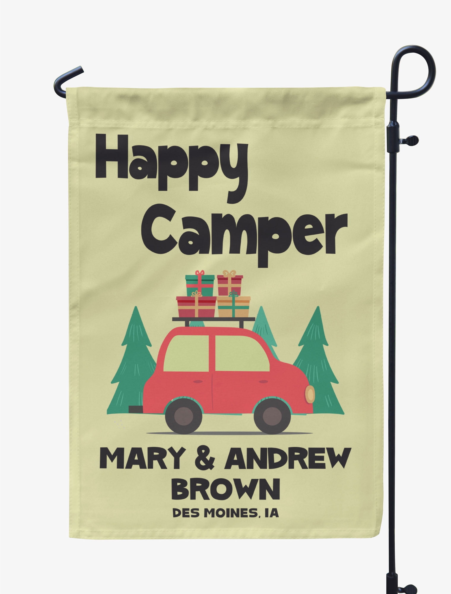 Printtoo Tan Happy Camper Family Camping Car CampingFlagCustom ...