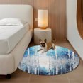 Blue Forest Round Rug 6ft Washable Circle Kitchen Rugs Non Slip Winter ...