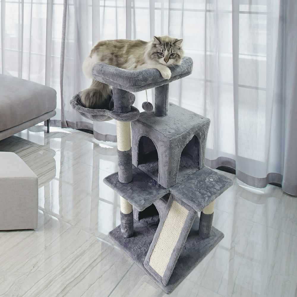 Confote 42 inches Cat Tree with Scratching Board, 2 Luxury Condos, Cat ...