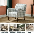 Plaid Accent Chair Set of 2, Wooden Legs Upholstered Armchair Lounge ...