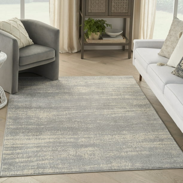 Nourison Essentials Indoor/Outdoor Grey/Beige 5' x 7' Area Rug, (5x7 ...