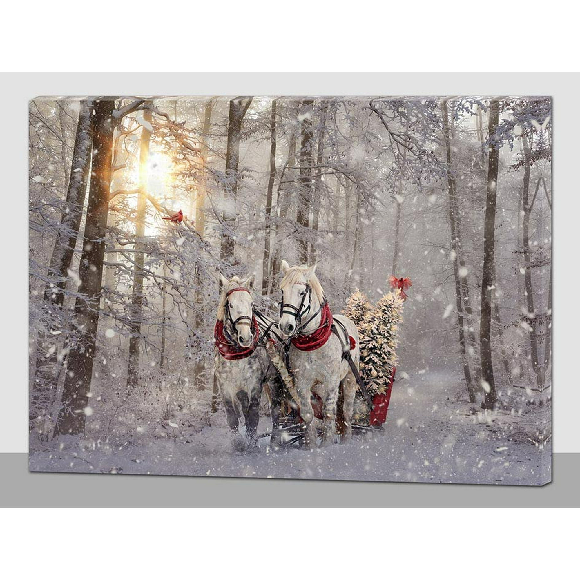 Click here for Banberry Designs Horse Drawn Sleigh Led Canvas Pri... prices