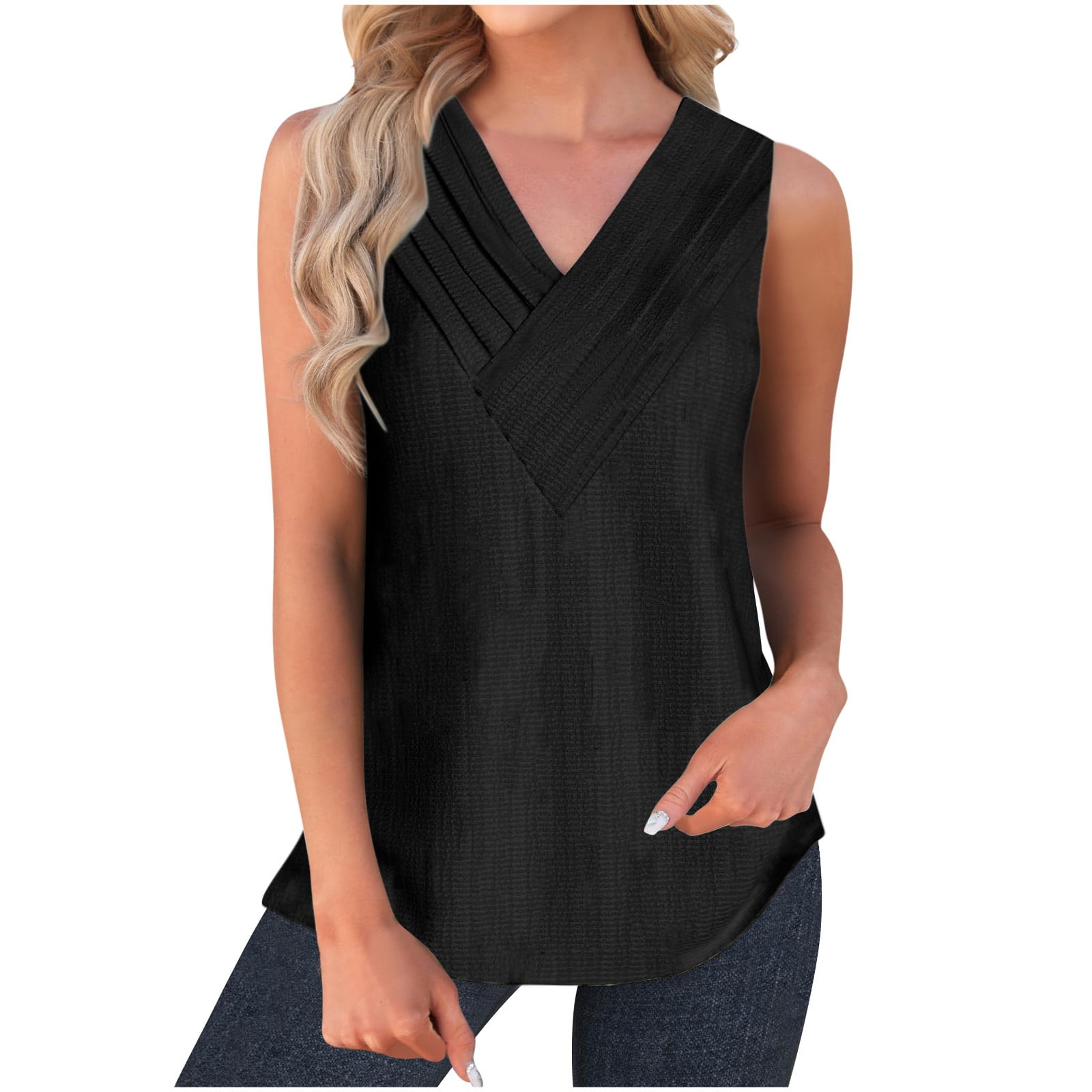 Click here for Timegard Tank Tops For Women V Neck Loose Pleated... prices