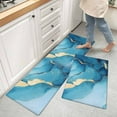 Blue Marble 2 Pieces Non-Slip Kitchen Mat Set Modern Abstract Art Ink ...