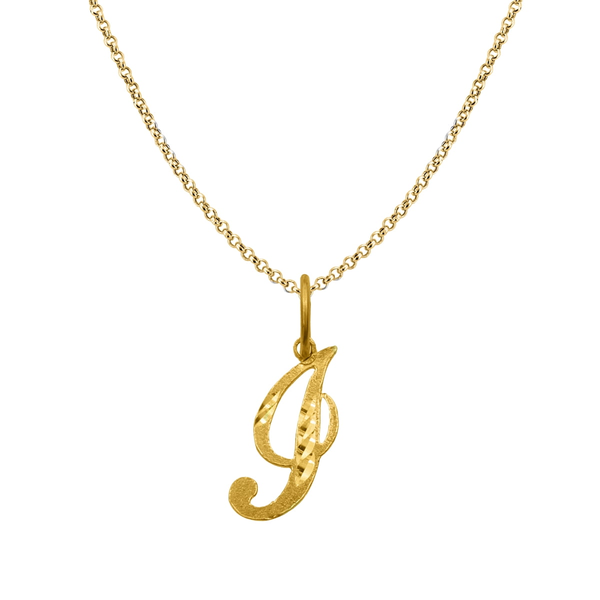 Precious Stars 14K Yellow Gold Diamond-cut Cursive Letter Initial 'I ...