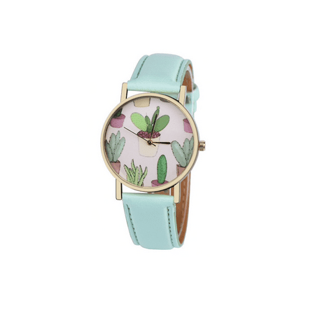 Goldtone & Mint Green Faux Leather Cactus Watch | Walmart Canada
